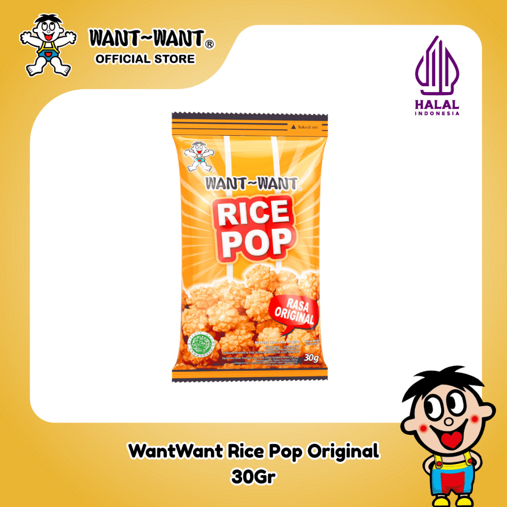 Jual Want Want HALAL Snack Beras Rice Pop Rasa Original 30Gr | Rice ...