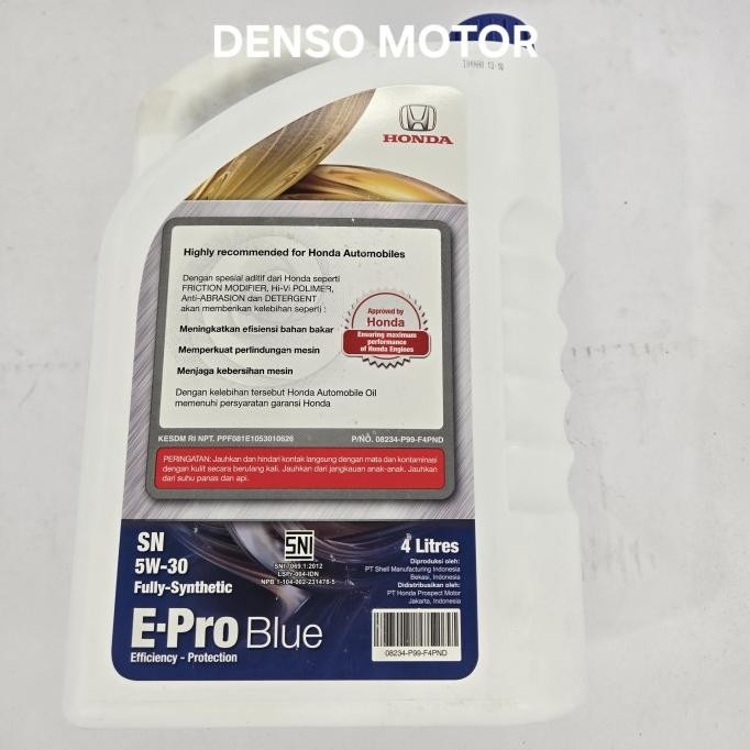 Jual Murah Oli Honda E-Pro Blue 5W-30 Sn Fully Synthetic 4L | Shopee ...