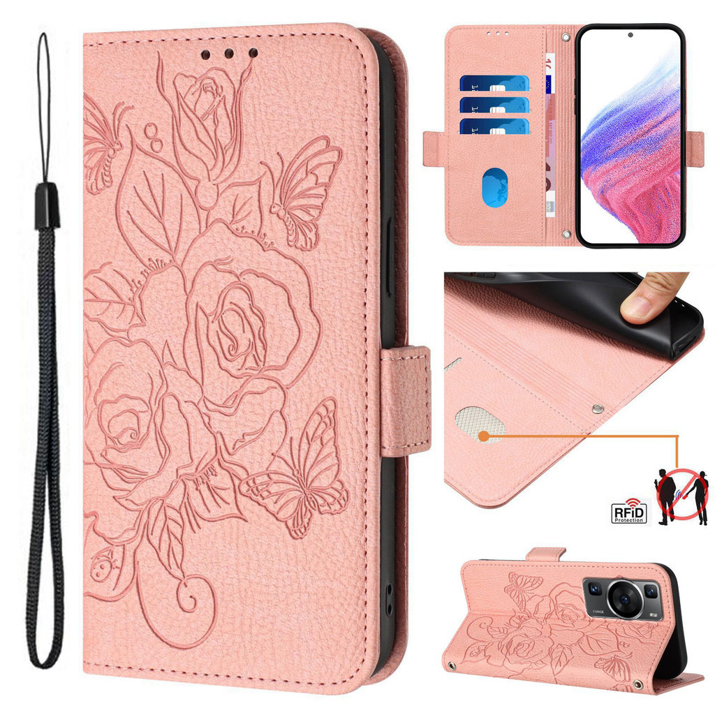 Jual For Huawei P20 Pro case Luxury Wallet Card Slot Flip Rose Flower ...