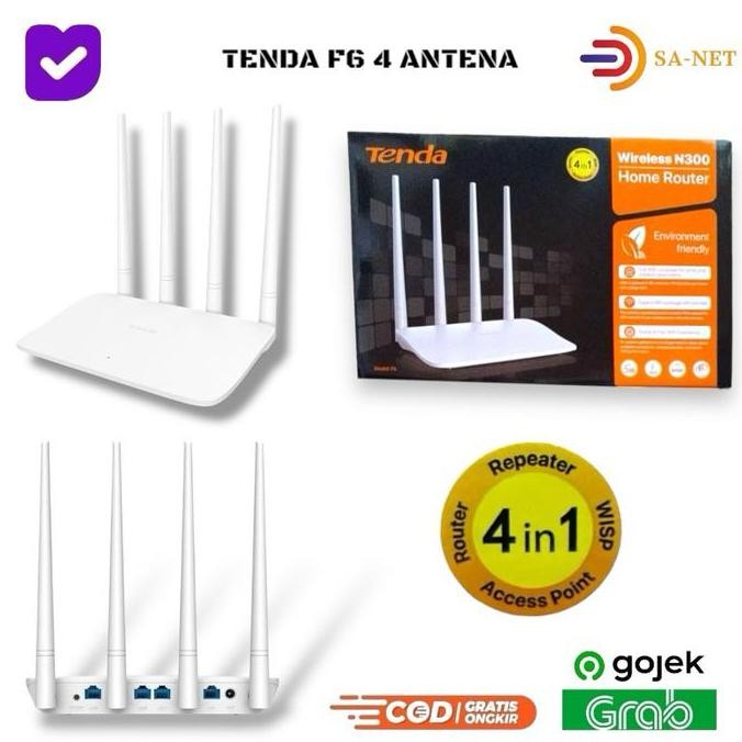 Jual TENDA F6 WIRELESS N300 4 ANTENA EASY SETUP 4 in 1 ROUTER ...