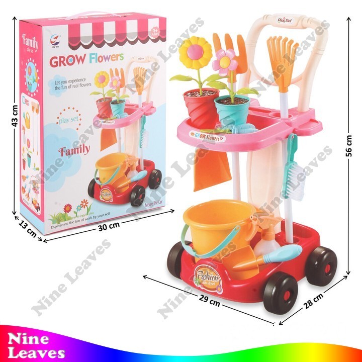 Jual Mainan Anak Trolley Berkebun + Peralatan Berkebun + Tanaman Set 12 ...