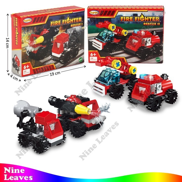 Jual Mainan Block Mini Truk Pemadam 2 Pcs Play Go Fire Fighter | Shopee ...