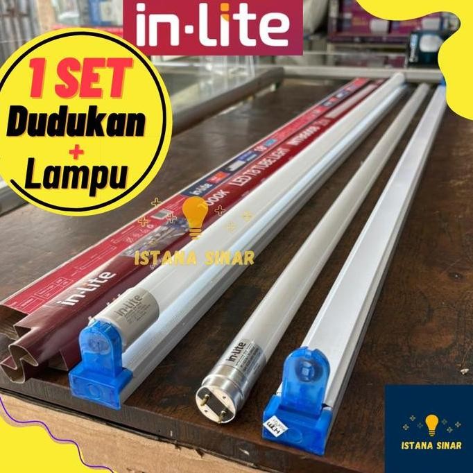 Jual tersedia lampu tl t8 led 1 set komplit 9w / 18w + kap 60cm 120cm inlite in lite | Shopee ...