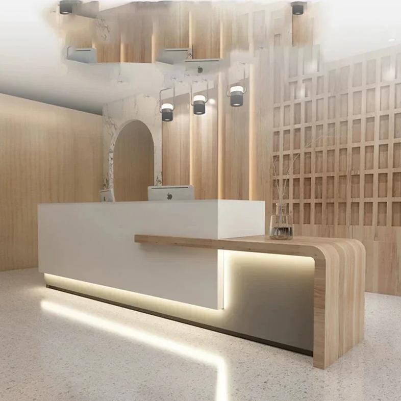 Jual Front Desk Reception Counter Desks Table Auxiliary Standing Office ...