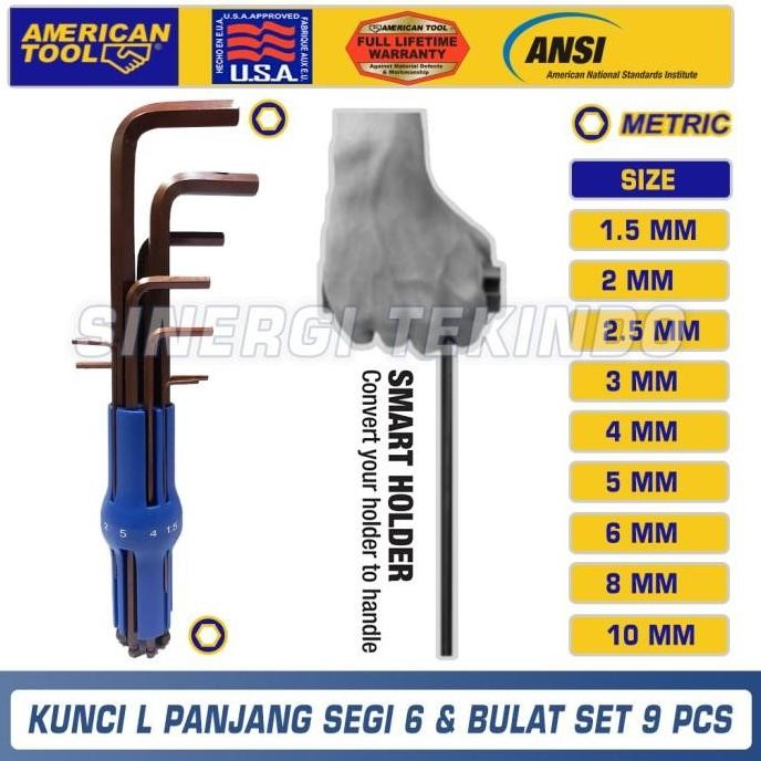Jual \\\\\] Kunci L Panjang Segi 6 & Bulat Bola SET 9 Pcs Ball Hex Key ...