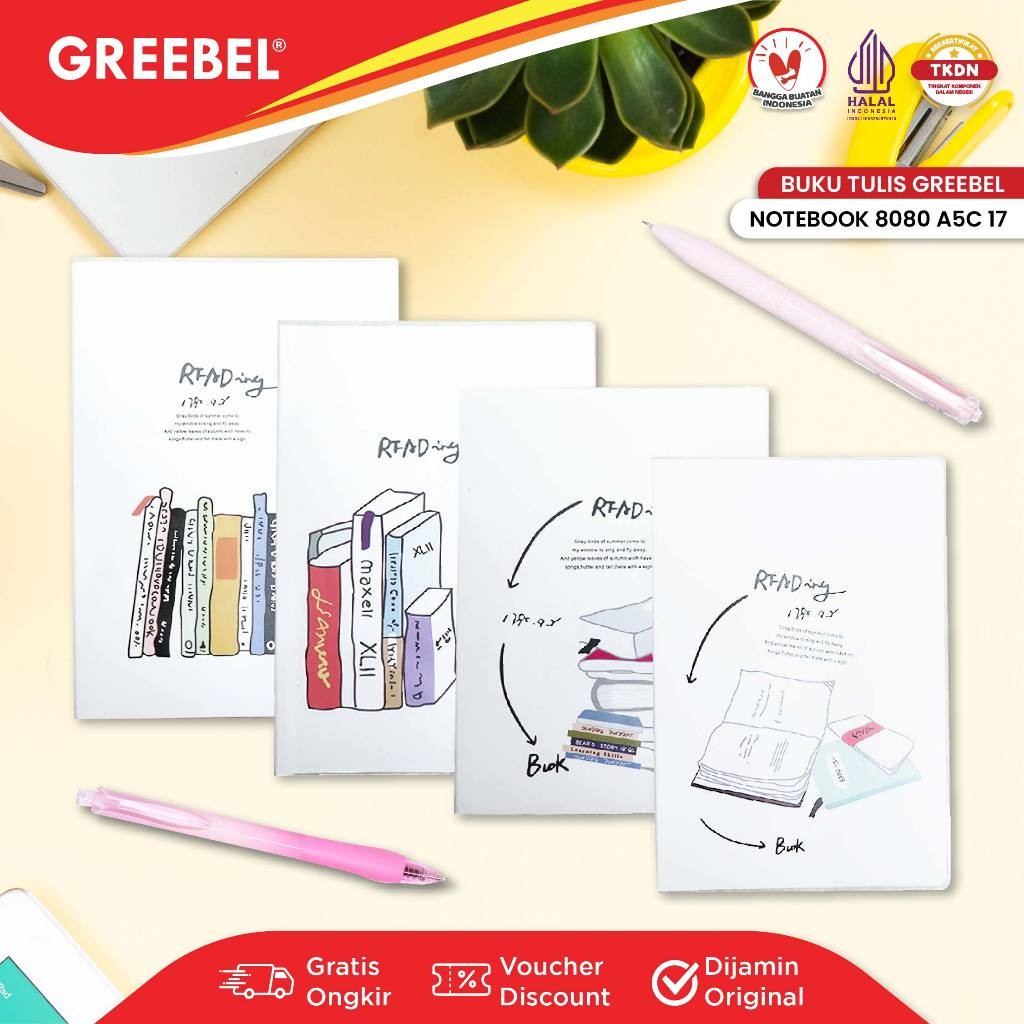 Jual GREEBEL Notebook A5 Buku Diary Aesthetic / Note Book 8080 A5C 17 ...
