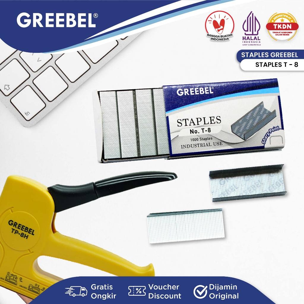 Jual GREEBEL Isi Staples 1000 Staples (T-8) / Isi Stapler / Isi ...