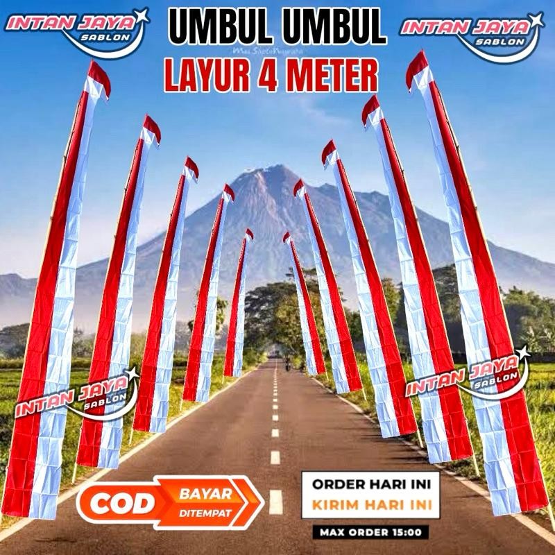 Jual Umbul Umbul Layur Merah Putih Premium Pajang 4 Meter | Shopee Indonesia