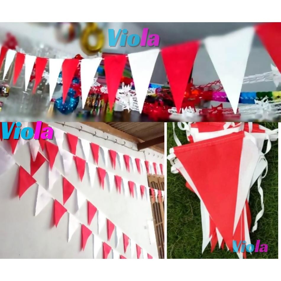 Jual Bendera Kain Merah Putih 5 Meter / Bendera Segitiga Kain / Umbul-umbul / Bendera Hut RI ...