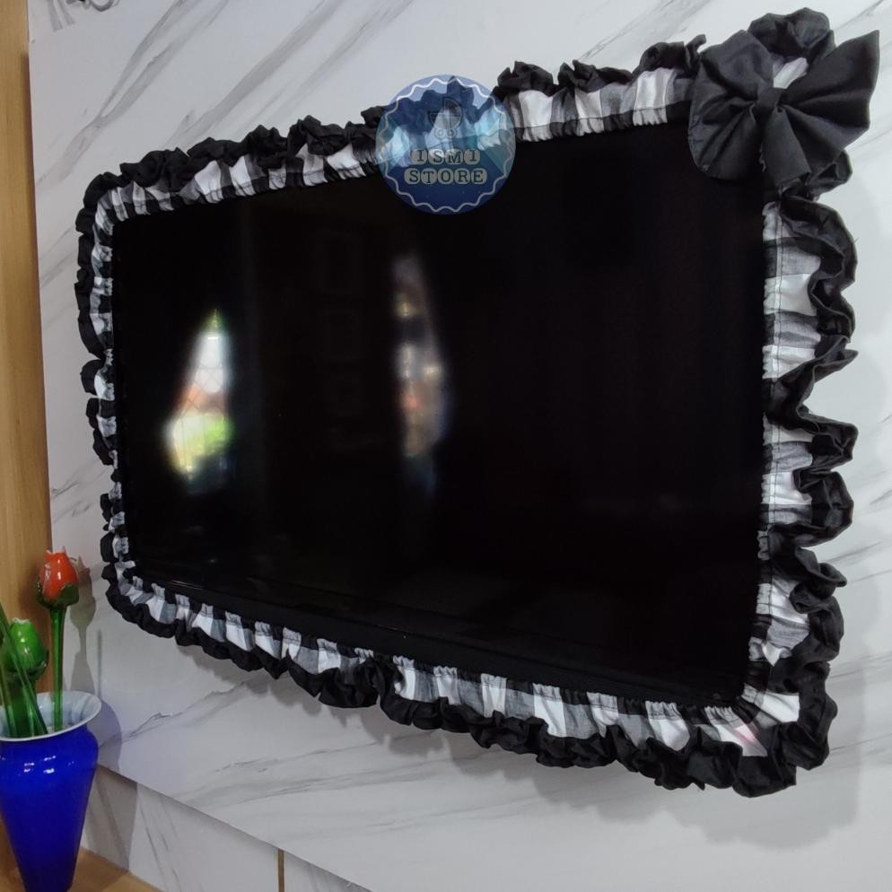 Jual Bando/Tutup TV/LCD/Televisi Ruffle WARNA Motif Kotak-kotak Gingham ...