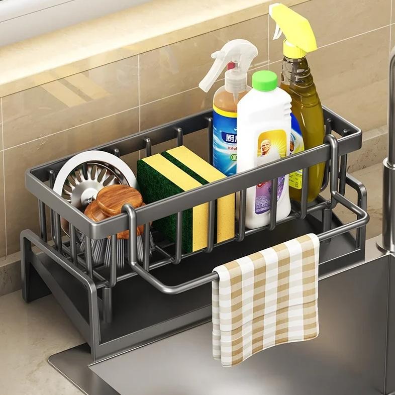 Jual Kitchen Sink Drain Rack Organizer Abs Plastic Self-Draining Sink ...