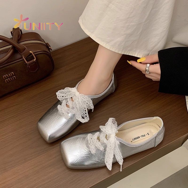 Jual Sepatu Mary Jane Datar Jari Persegi Retro Uniti untuk Wanita ...