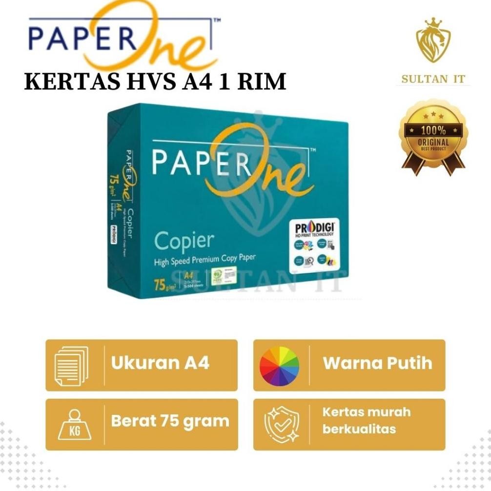 Jual Kertas HVS Paper One A4 75gsm 1 Rim / HVS A4 100gsm Isi 100 Lembar ...