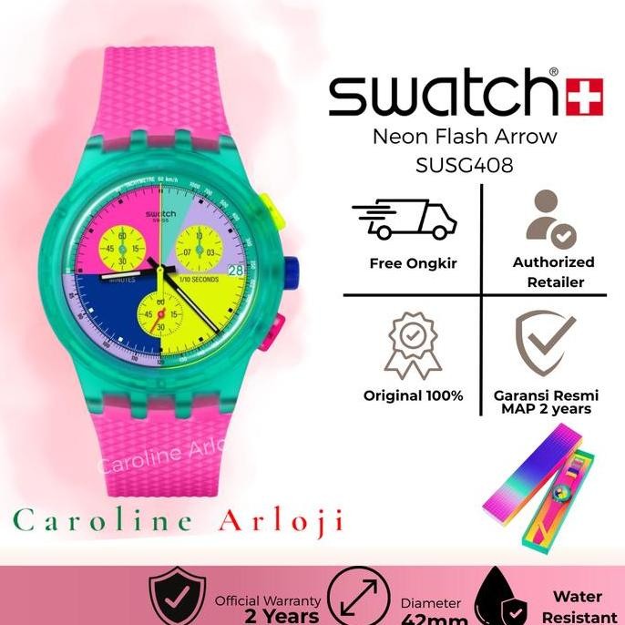 Jual Tersedia Jam tangan Swatch SUSG408 Neon Flash Arrow ( Garansi ...