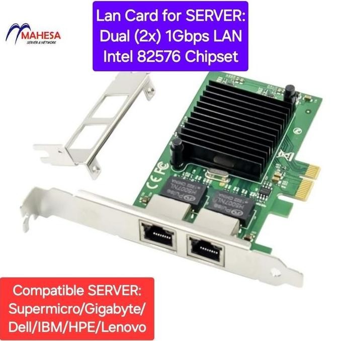 Jual Lan Card Intel 1000Mbps Gigabit Dual Port 2 Port Eth Gbe Pci ...