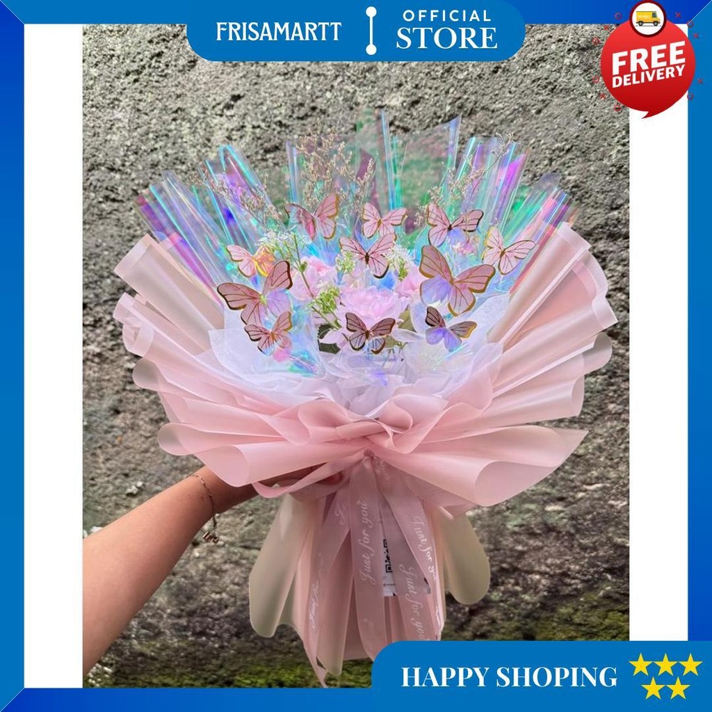 Jual Buket Kupu-Kupu Free Led Mix Hologram / Buket Kupukupu Led ...