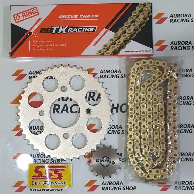 Jual GEAR SET SSS GSX R 150 / S 150 & RANTAI TK ORING 428 O 130L GOLD | Shopee Indonesia
