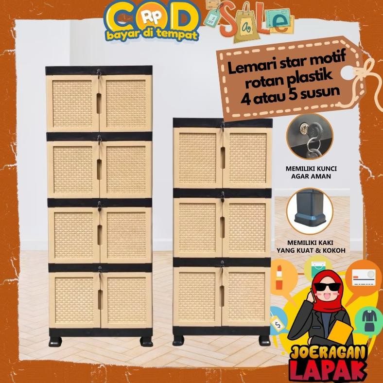 Jual Lemari Star 4 Atau 5 Susun - Dengan Kunci Almari Plastik Motif ...
