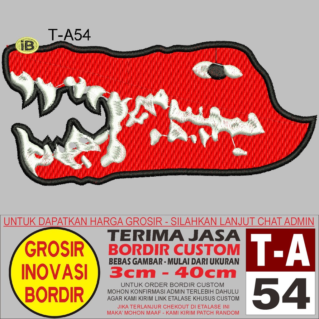 Jual PATCH BORDIR LOGO T-A54 RED-CROC HEAD - GIB REVIEW/TESTIMONI ...