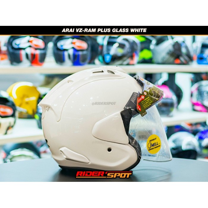 Jual Helm Motor ARAI VZ-Ram Plus Glass White Half Face Helmet Sun Visor | Shopee Indonesia