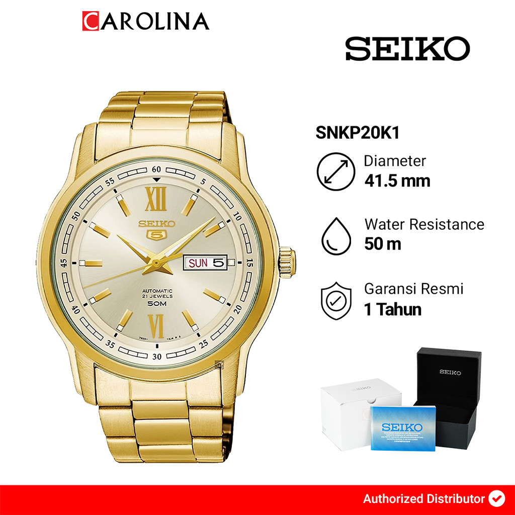 Jual Jam Tangan Pria Seiko 5 Sports SNKP20K1 Automatic Light Gold Dial ...