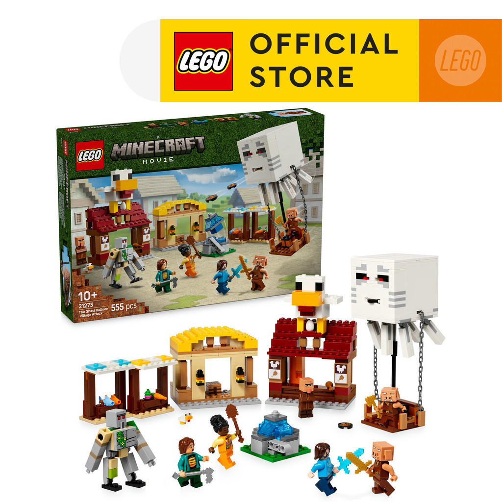 Jual LEGO Minecraft 21273 The Ghast Balloon Village Attack (555 Pieces ...