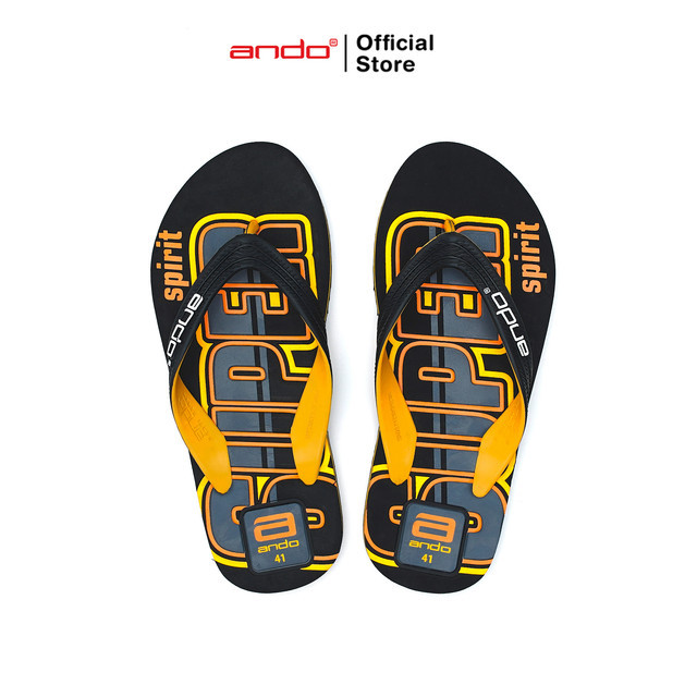 Jual Ando Official Sandal Jepit Ashido Pria Dewasa - Hitam/Kuning ...