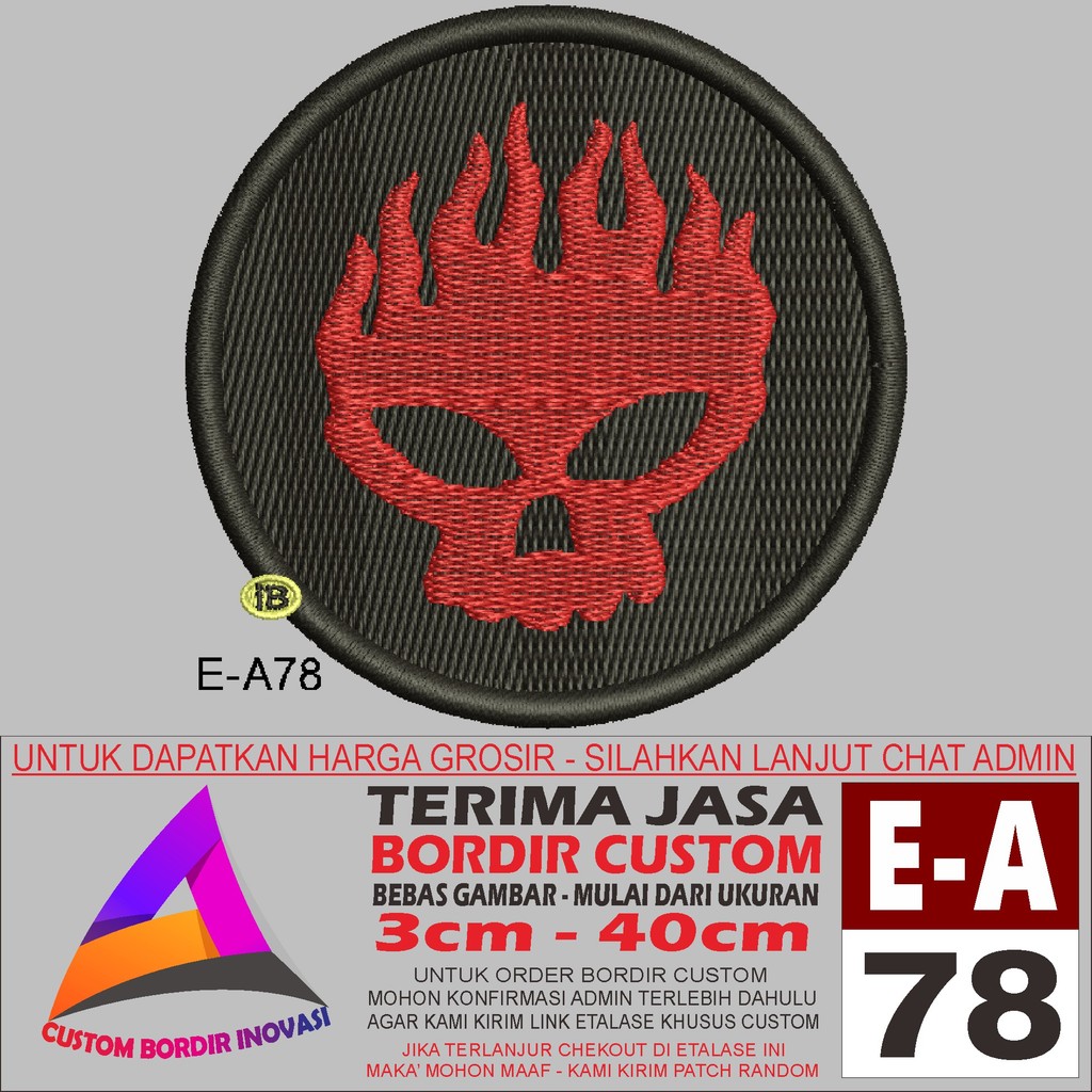 Jual PATCH BORDIR LOGO E-A78 SKULL RED CIRCLE - CUSTOM BORDIR INOVASI ...