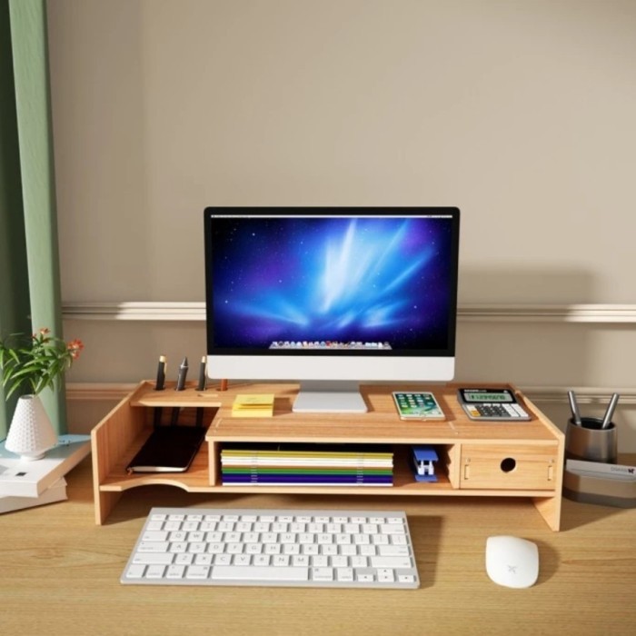 Jual New Luxury Monitor Stand Kaki Besi Desk Organizer Meja Rak Laptop ...