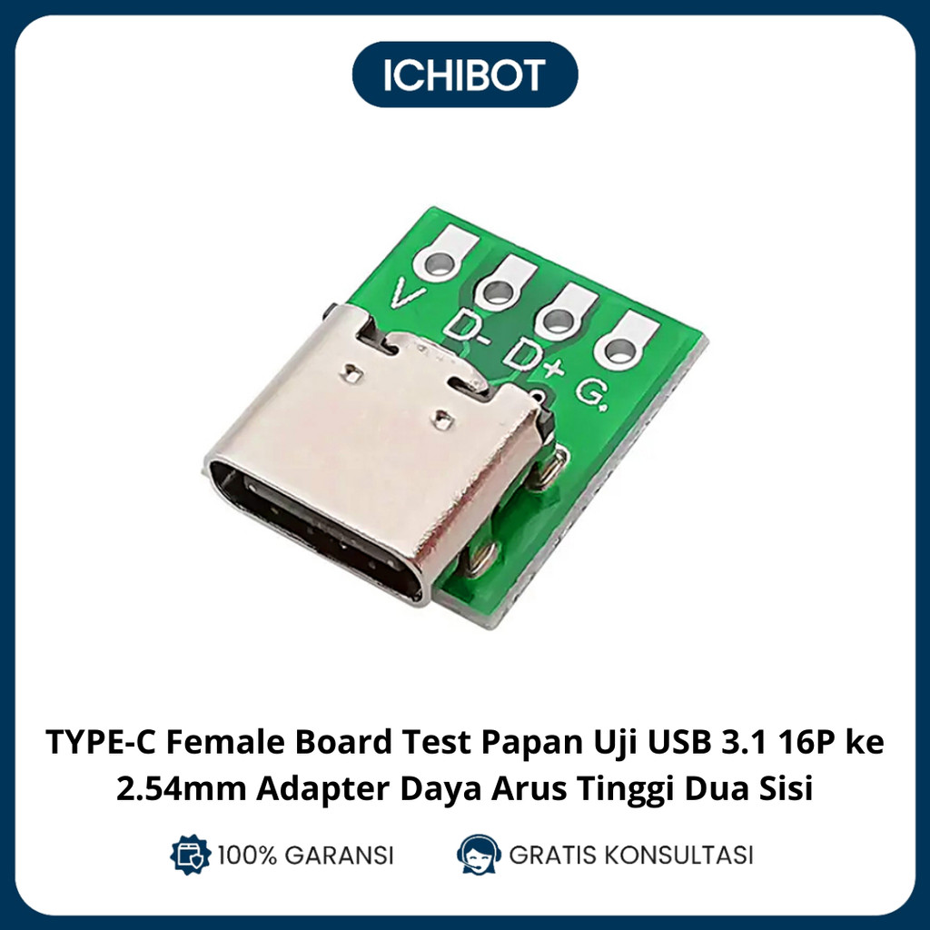 Jual TYPE-C Female Board Test Papan Uji USB 3.1 16P ke 2.54mm Adapter ...