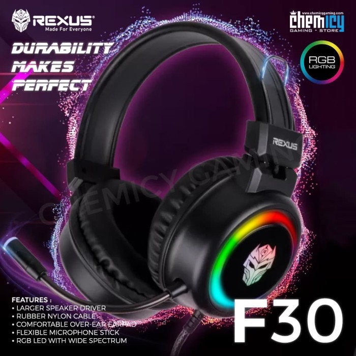 Jual Rexus F30 Vonix RGB Dual Jack with USB Gaming Headset | Shopee ...