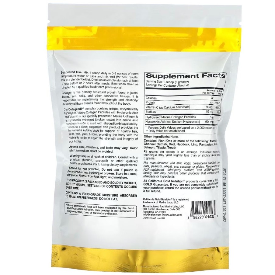 Jual California Gold Nutrition Collagen Up / Marine Collagen Peptides ...