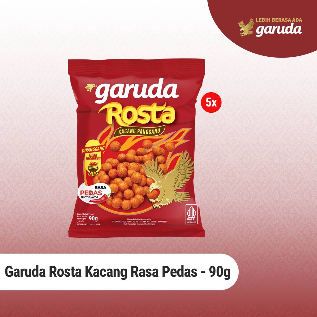 Jual Garuda Rosta Kacang Oven Rasa Pedas 95gr x5 | Shopee Indonesia