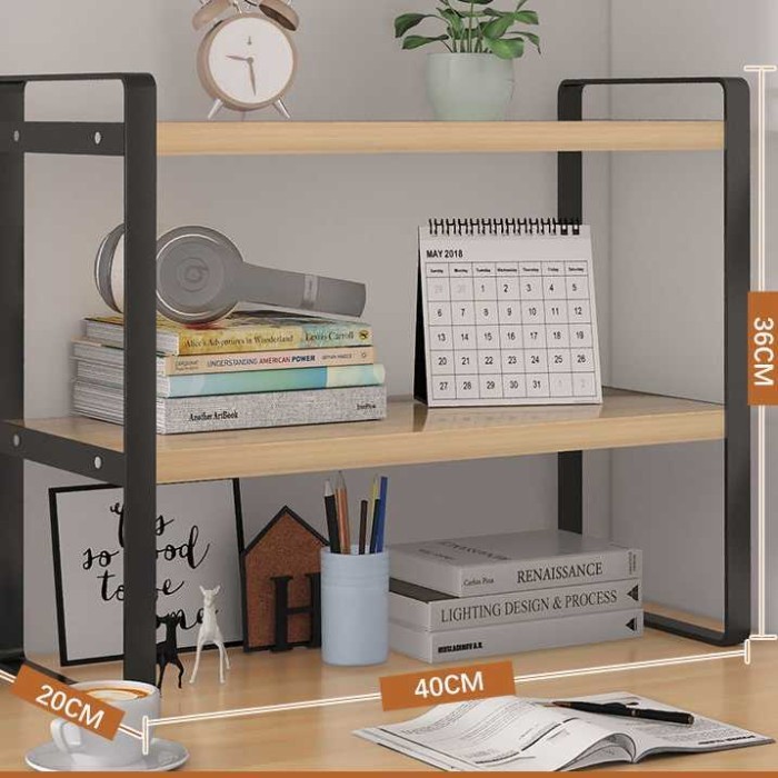 Jual Rak Buku Minimalis Besi Kayu Kecil Mini Meja 2 Susun Bookshelf ...