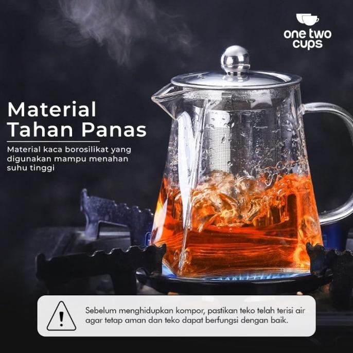 Jual BARU TEKO TEH KACA TAHAN PANAS ONE TWO CUPS TEAPOT GLASS AESTHETIC CERET PEMANAS AIR DENGAN ...