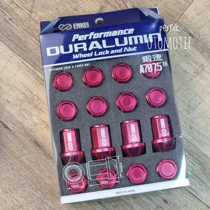 Jual Baut Enkei Duralumin Wheel Lock Nut Set Red Original Lugnut Mur ...