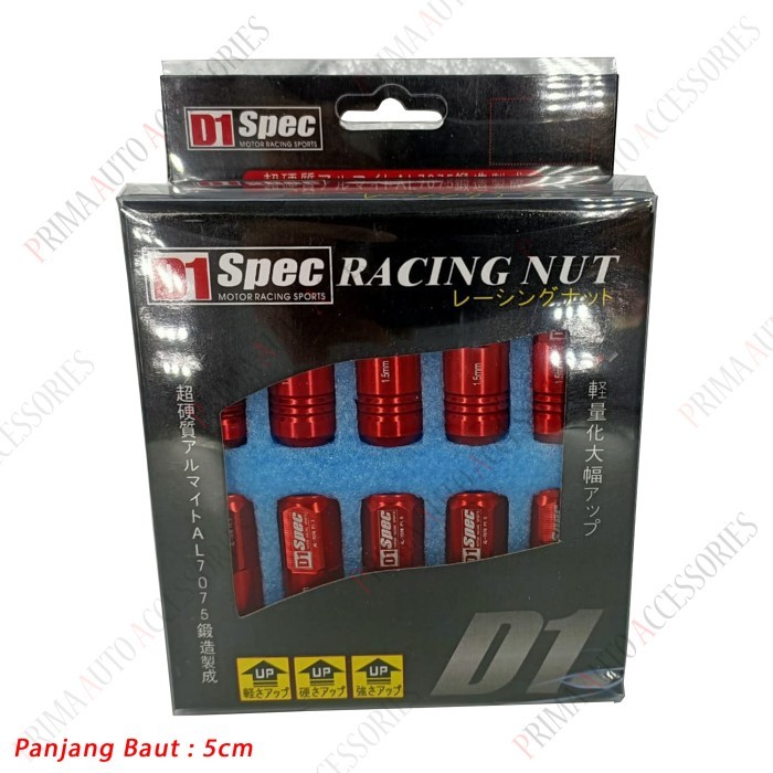 Jual LUGNUT / LUG NUT / BAUT RODA RACING D1 SPEC 1,5MM - MERAH | Shopee ...