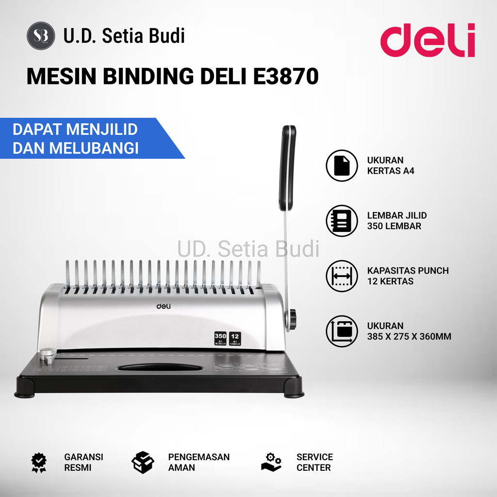 Jual Mesin Jilid Spiral Plastik Deli E3870 Mesin Binding Deli E 3870 ...