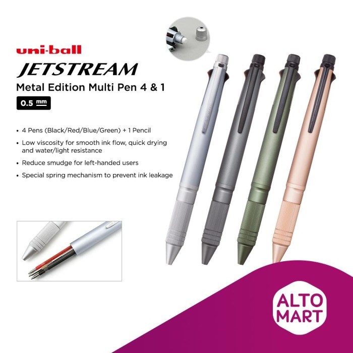 Jual Uni Ball JETSTREAM METAL Edition Multi Pen 4 & 1 0.5 mm Uniball ...