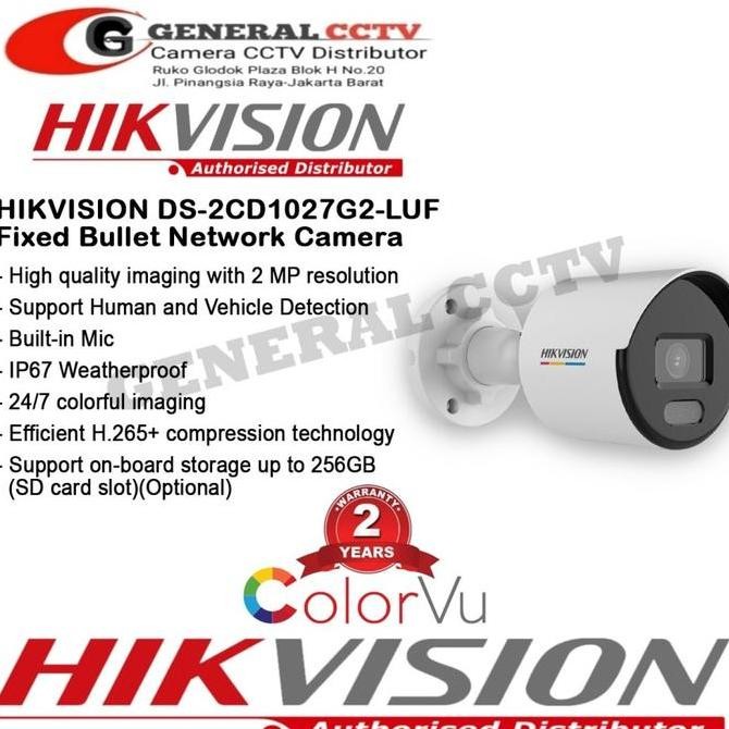 Jual HIKVISION DS-2CD1027G2-LUF 2 MP COLORVU MD 2.0 FIXED BULLET NETWORK CAMERA 2807T | Shopee ...
