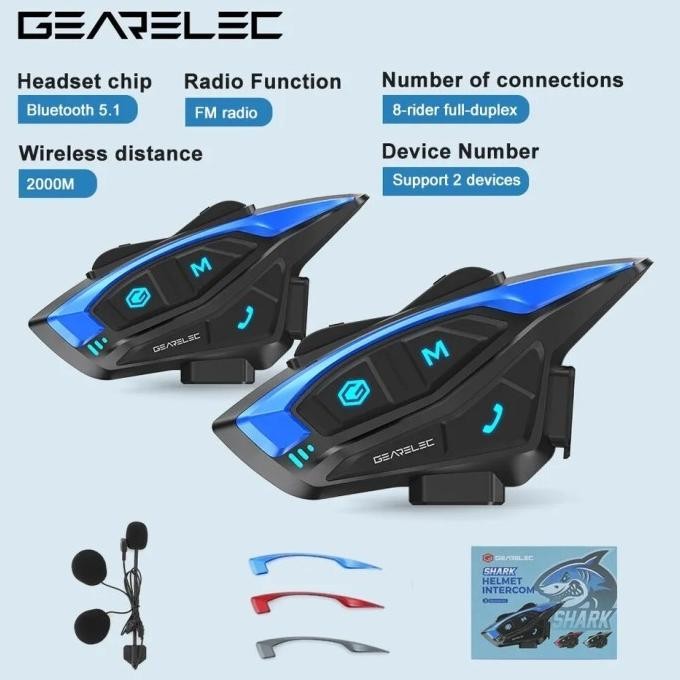 Jual Gearelec Shark Pro Intercom Bluetooth Helm Waterproof Masih Ready ...