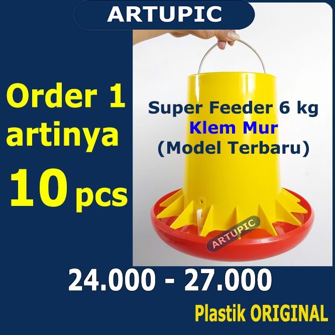 Jual TERBARU Super Feeder 6 kg KELIPATAN 10 pcs Tempat Makan Pakan Ayam Klem Mur | Shopee Indonesia