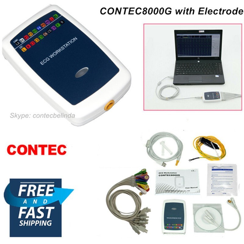 Jual GERAI SUKSES CONTEC Brand 12 leads ECG Workstation PC Based Resting EKG Recorder,USB PC ...