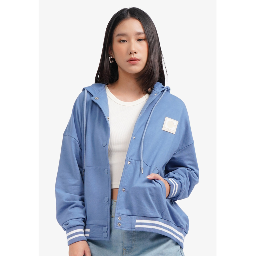 Jual COLORBOX Button Up Hoodie Jacket Blue | Shopee Indonesia