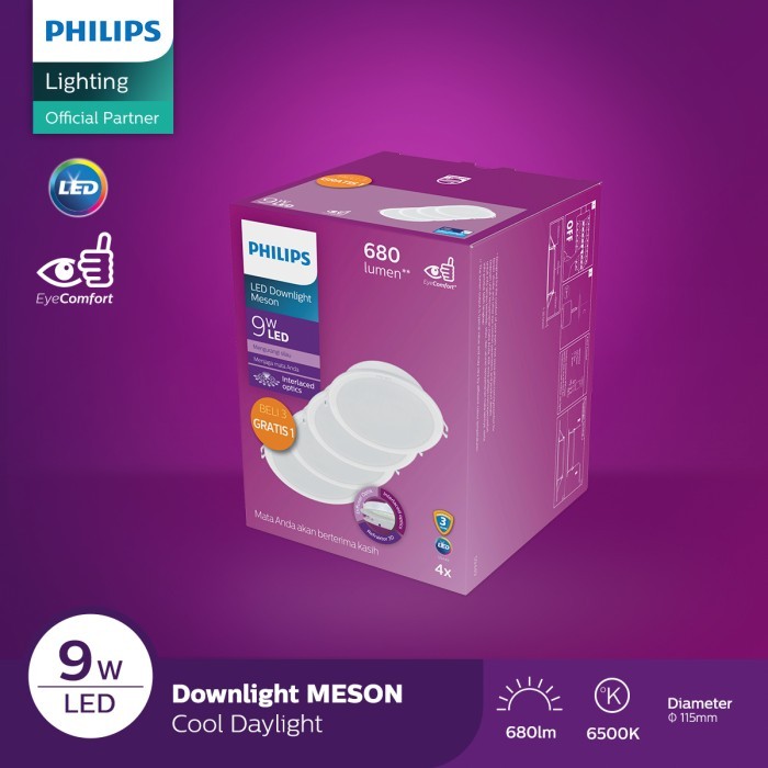 Jual Philips Lampu Downlight LED Meson Multipack 59449 105 9W 65K Putih | Shopee Indonesia