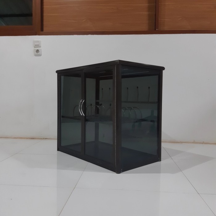 Jual Lemari Rak Piring Meja Kaca Riben Full Brown | Shopee Indonesia