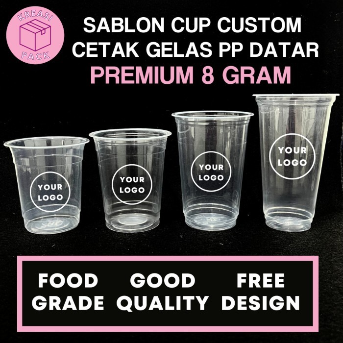 Jual Sablon Gelas Plastik Pp Cup Datar (Cetak Logo Custom) | Shopee Indonesia