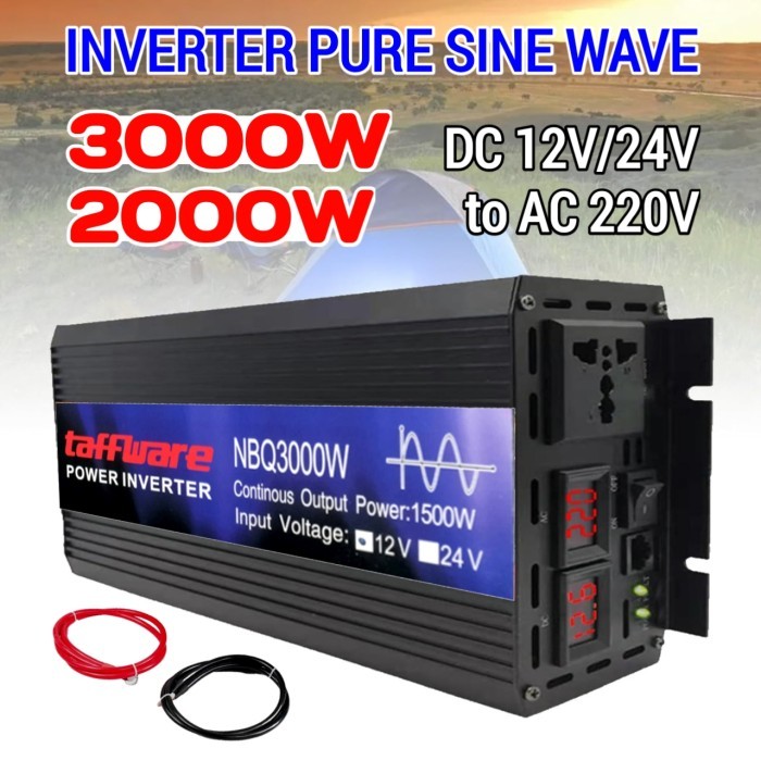 Jual Power Inverter Pure Sine Wave DC 12V 24V to AC 220V 2000W 3000W Taffware | Shopee Indonesia