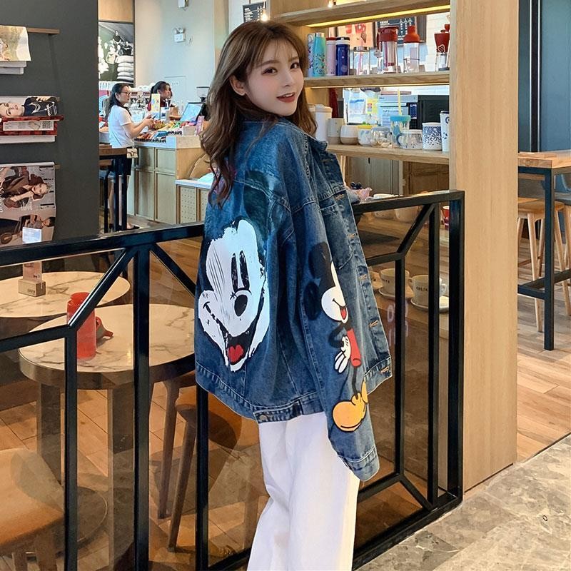 Jual Gaya Korea Longgar Baru Wanita ins Jaket Denim Mickey Mouse Gaya Hong Kong Ukuran Plus ...