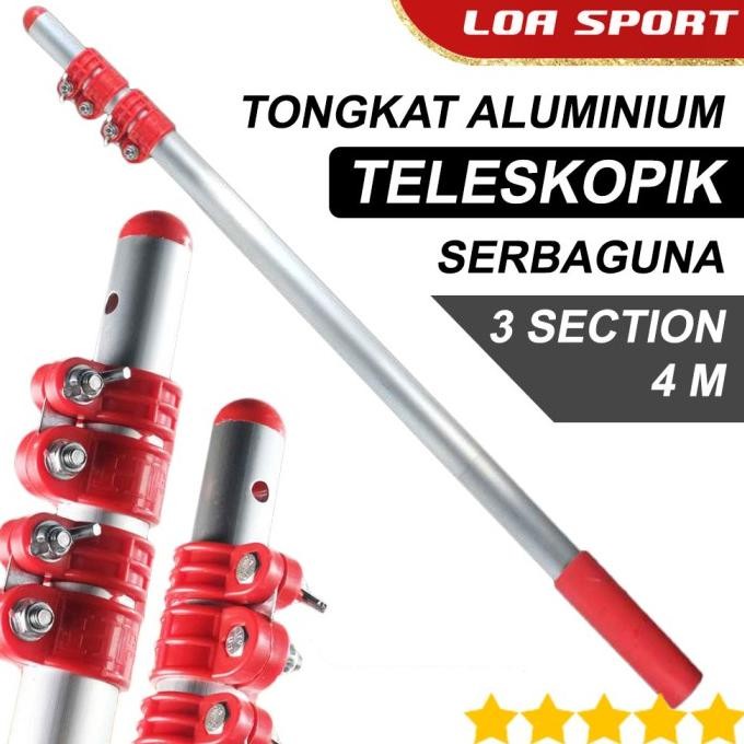 Jual CO Tongkat Aluminium Teleskopik Tiang Serbaguna 3 Section 4 Meter | Shopee Indonesia